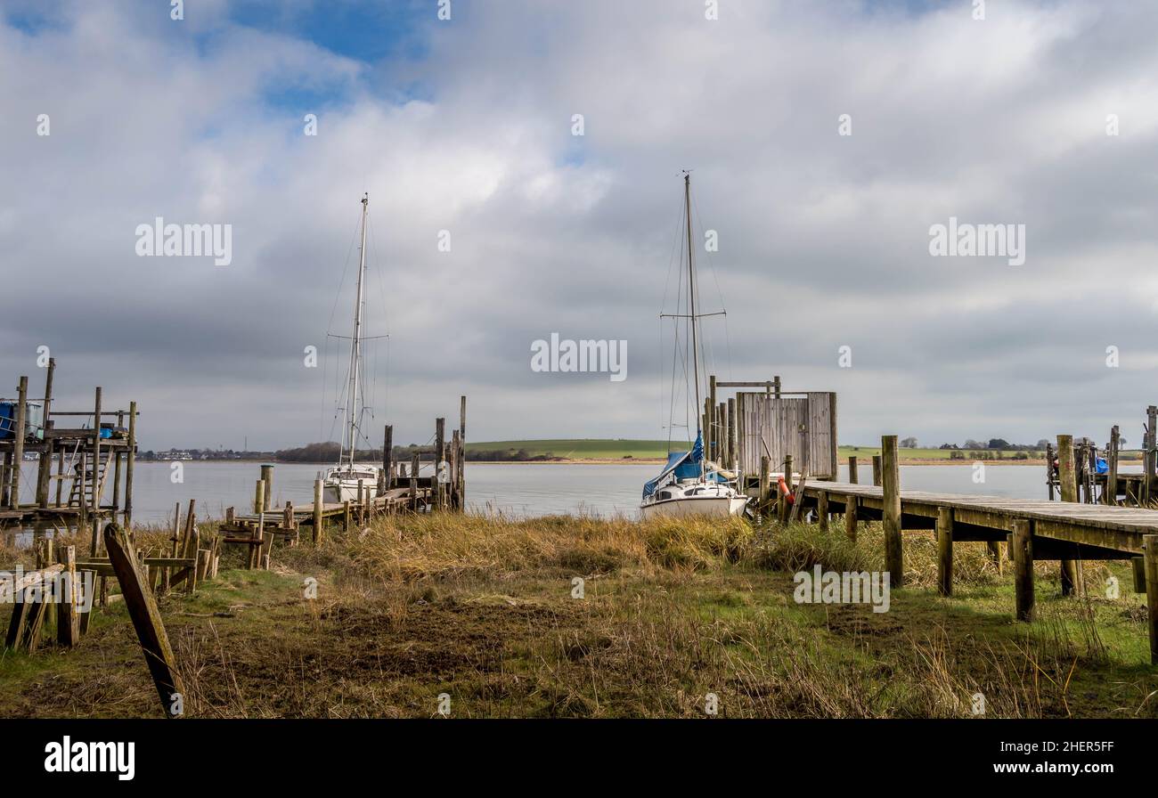 Boats by the River Wyre in Lancashire, UK Stock Photo - Alamy