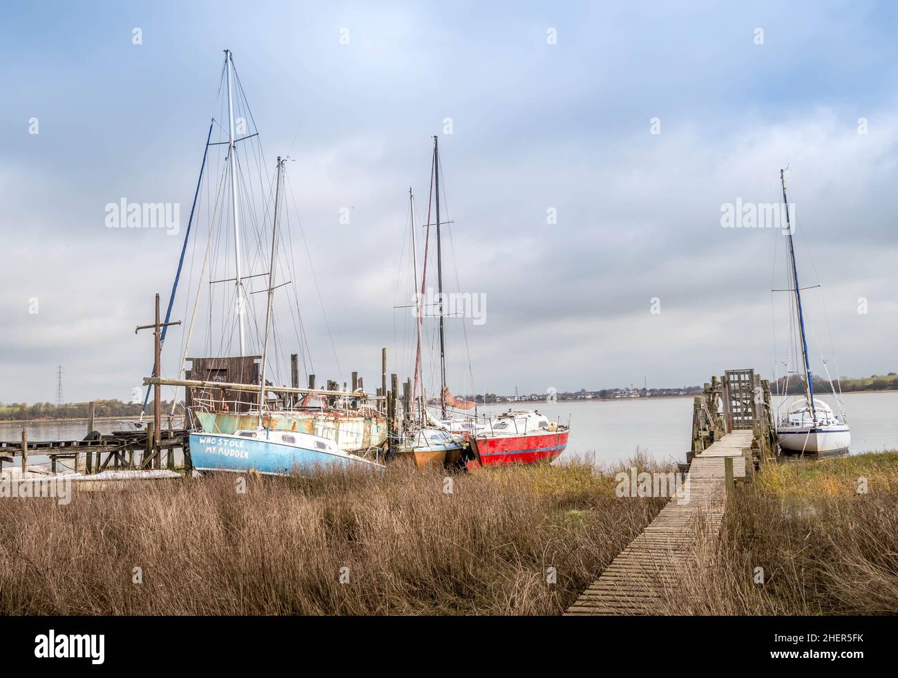 Boats by the River Wyre in Lancashire, UK Stock Photo - Alamy