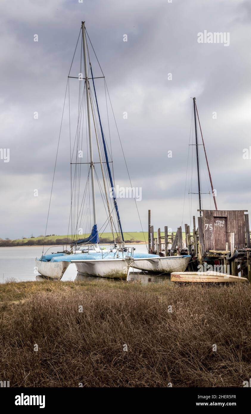 Boats by the River Wyre in Lancashire, UK Stock Photo - Alamy