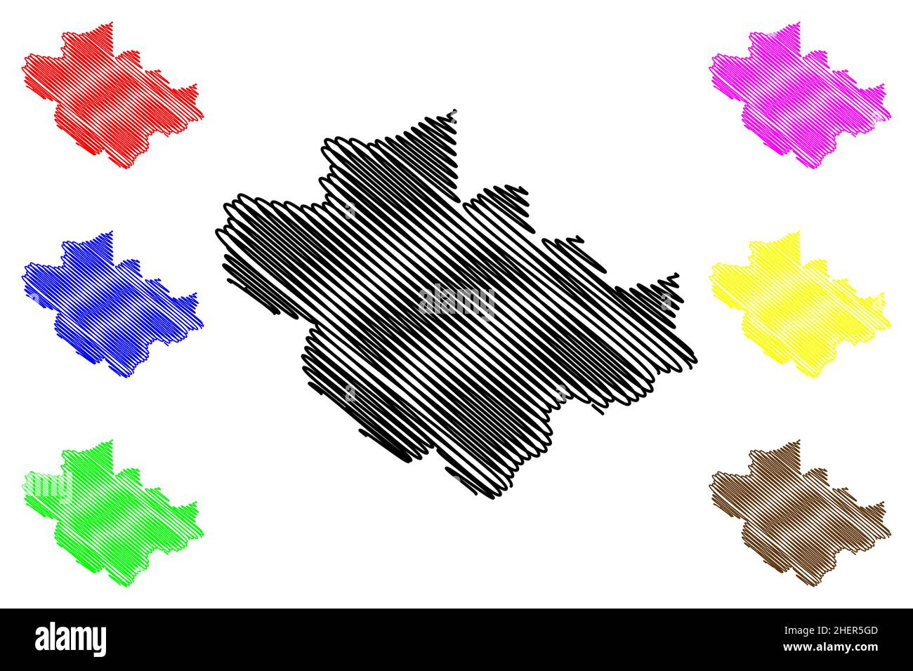 Wayanad district (Kerala State, Republic of India) map vector ...