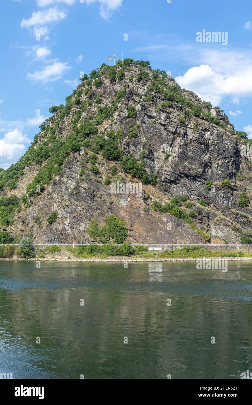 The Lorelei (Loreley) a steep slate rock on the right bank of the River ...