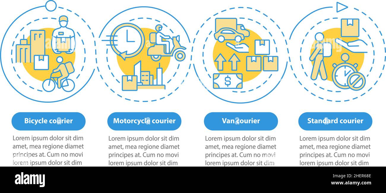 Courier delivery business blue circle infographic template Stock Vector ...