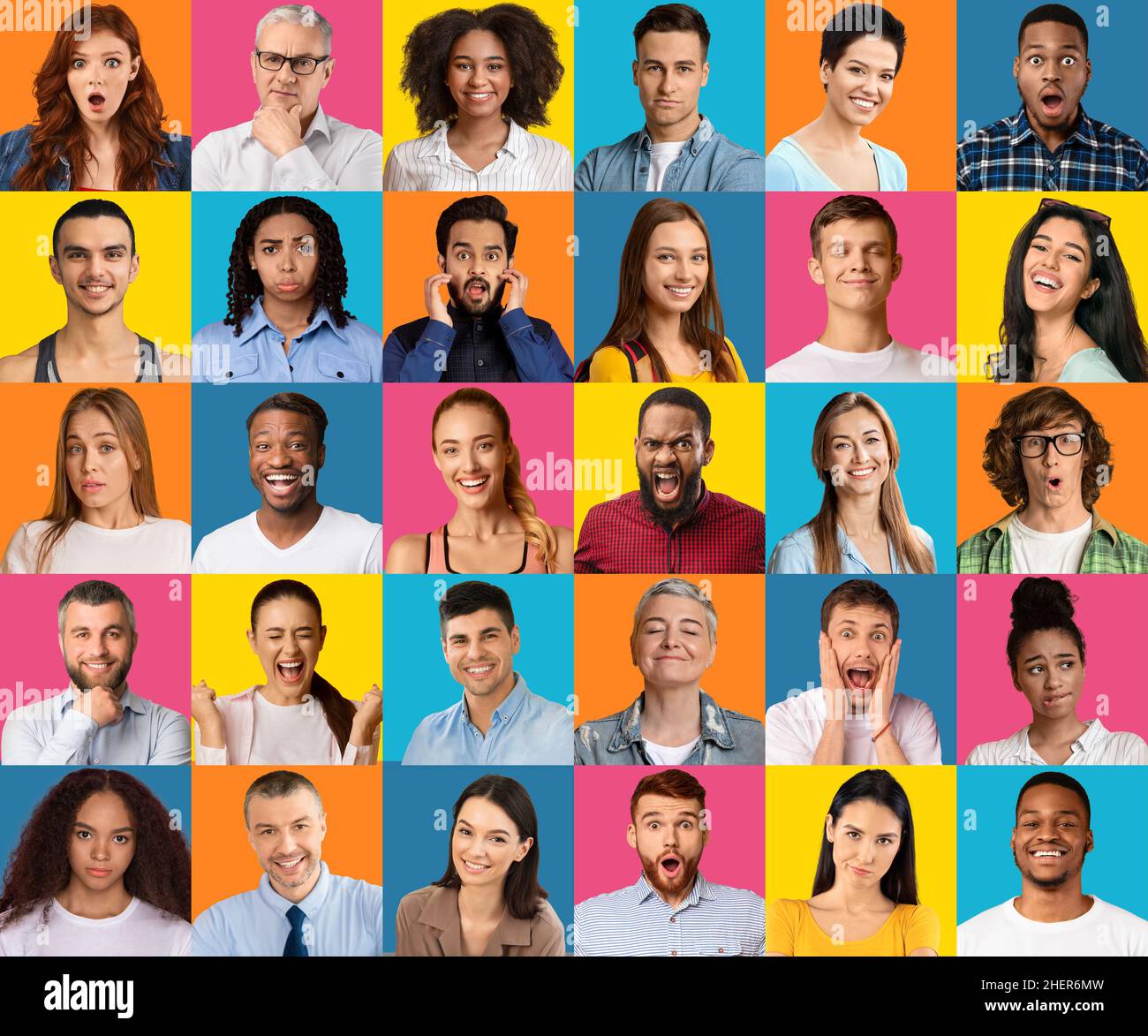 Composite collage of diverse people expressing different emotions Stock ...
