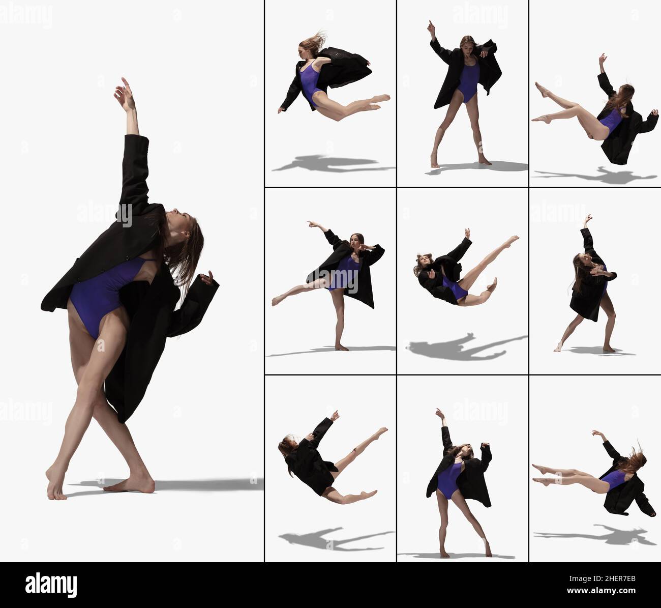 Collage of professional dancer, woman performing ballet or contemp ...