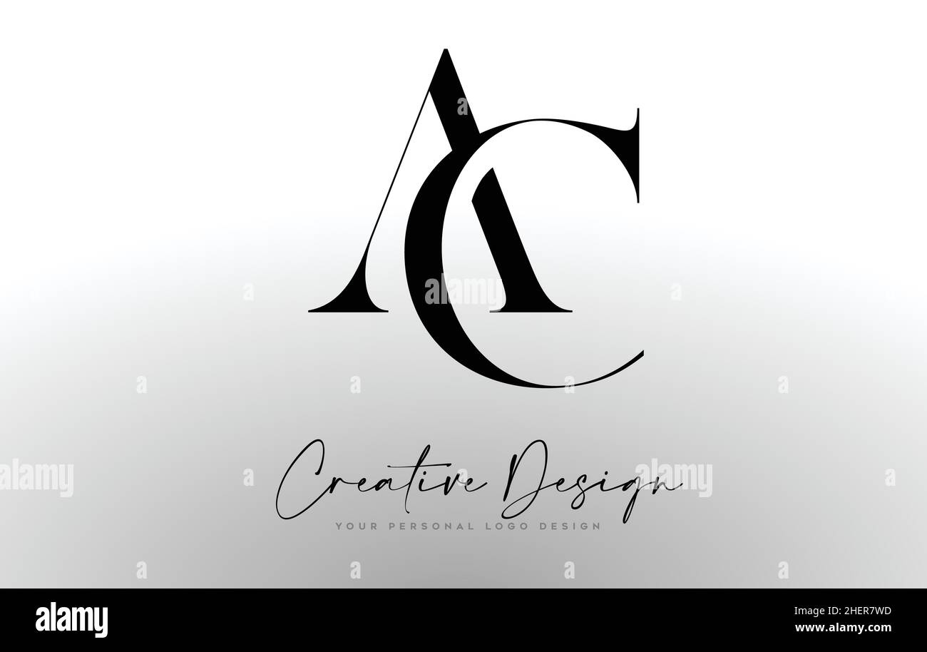 AC Letter Logo Design with Serif Font. AC Icon Logo with united ...