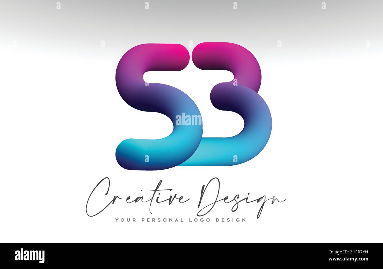 SB Letter Logo with Blue Purple Gradient 3d Look and Square Shape ...