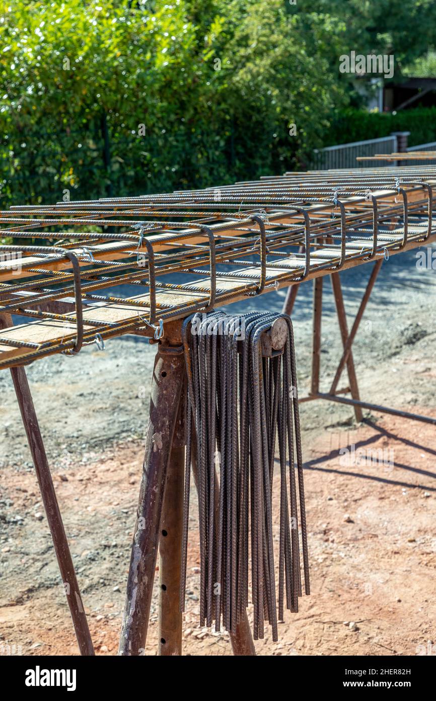 iron rod for the concrete foundation in detail Stock Photo - Alamy