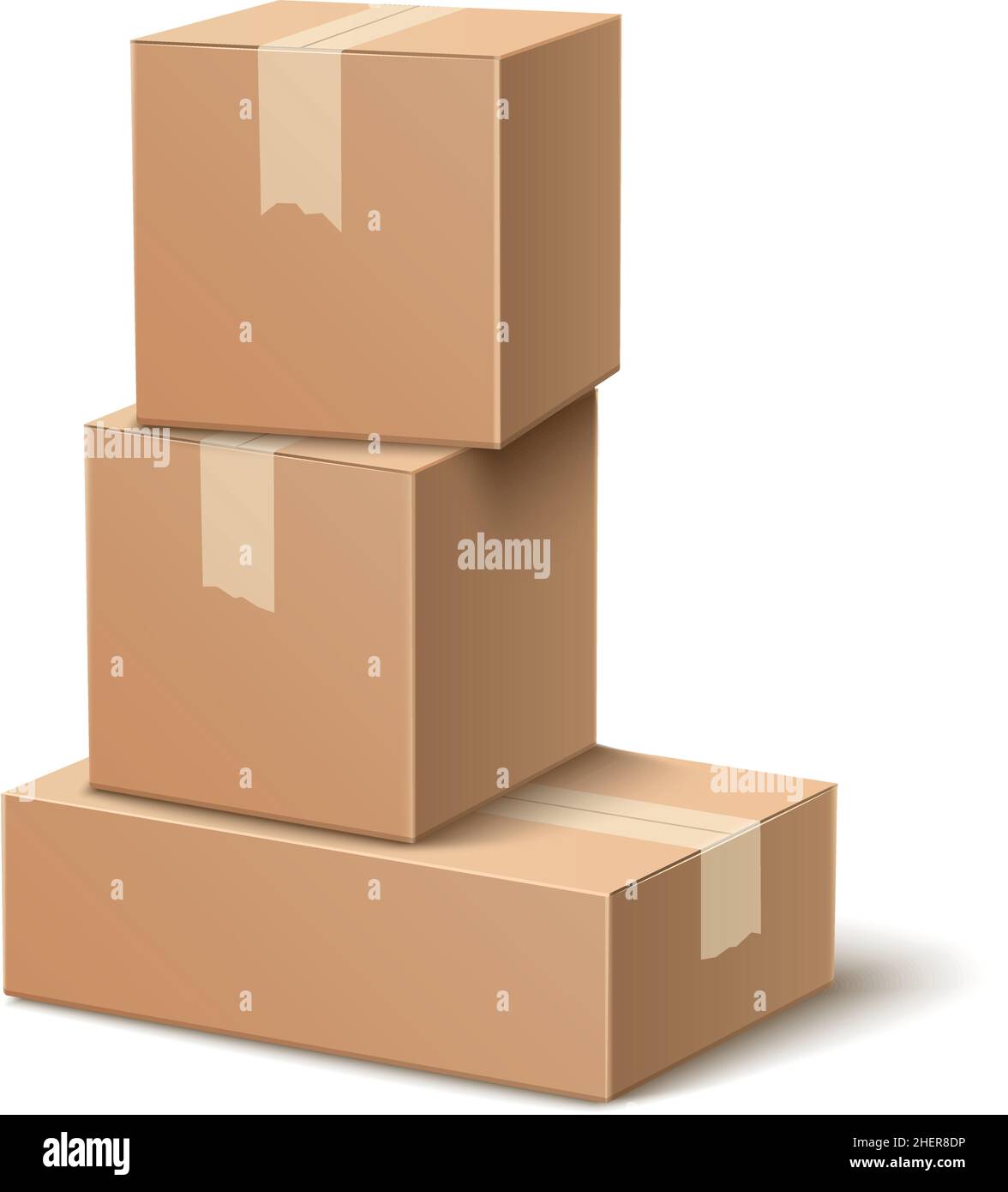 Shipping box stack. Cargo stockpile mockup. Realistick cardboard ...