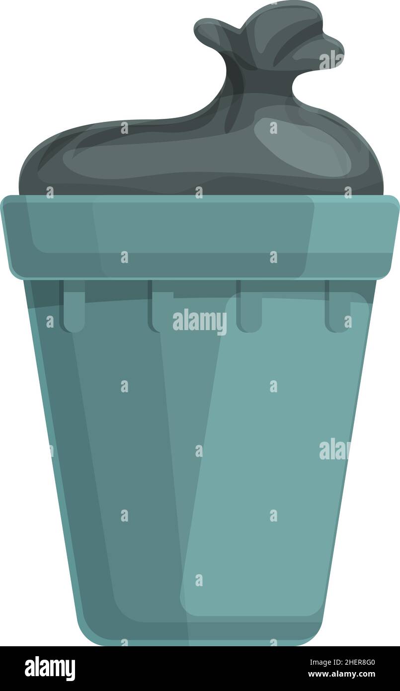 Plastic garbage bin icon cartoon vector. Waste bag. Sack kitchen Stock ...