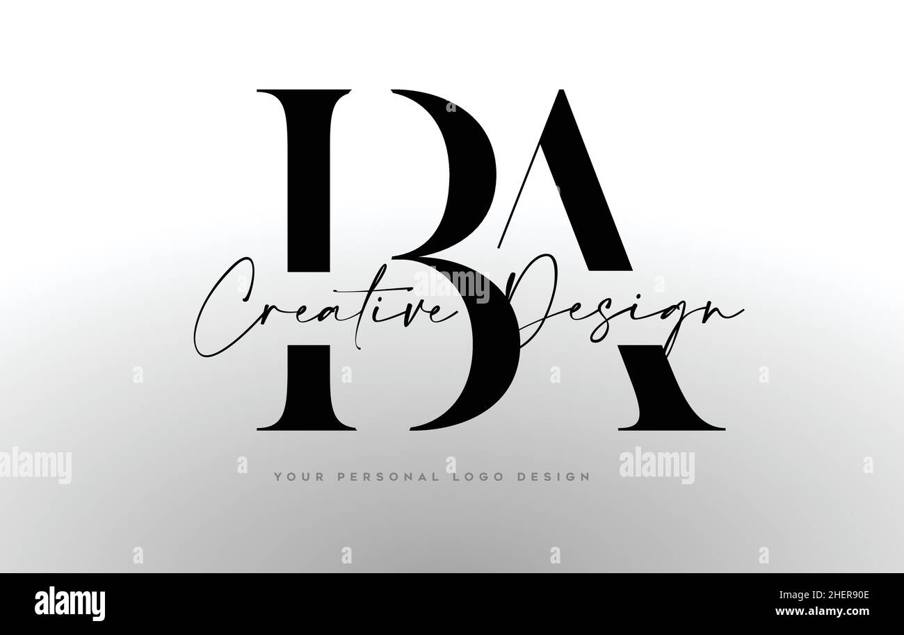 BA Letter Logo Design with Serif Font. BA Icon Logo with united ...