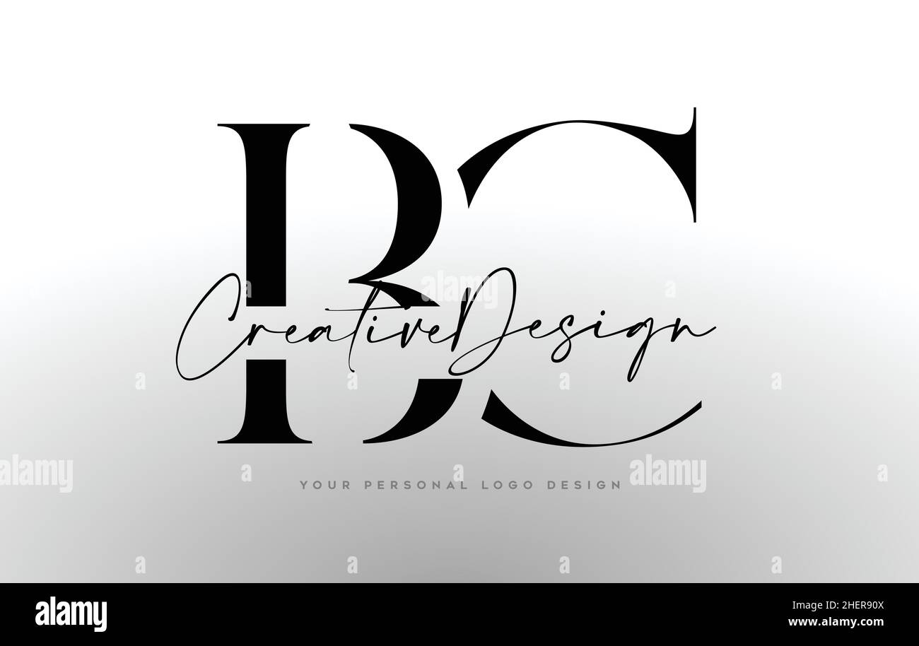 BC Letter Logo Design with Serif Font. BC Icon Logo with united Creative Lettering Minimalist ...