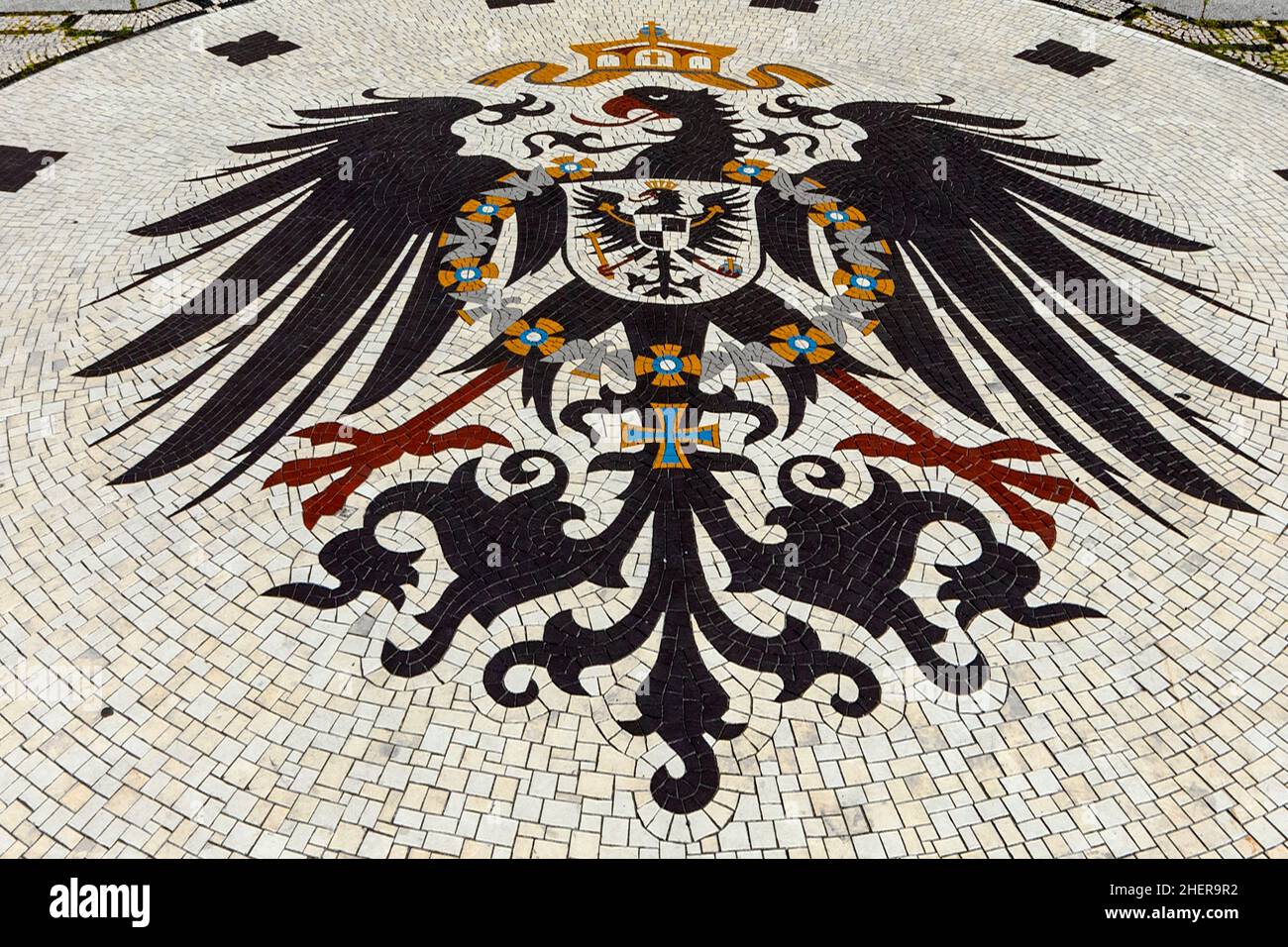 Mosaic depicting the Reichsadler (Imperial Eagle) in front of Neues ...