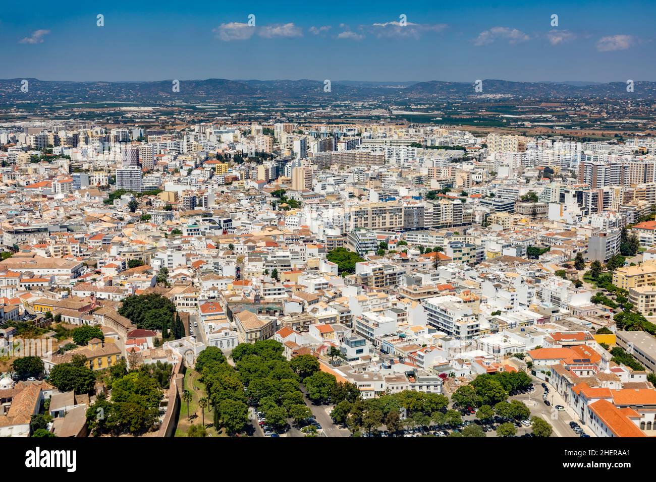 aerial of town of Faro with harbor, Portugal Stock Photo - Alamy