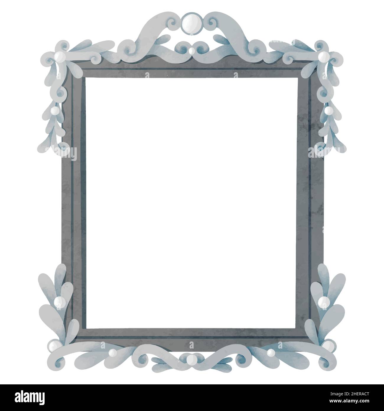 Watercolor silver frame design Vector illustration Stock Vector Image ...
