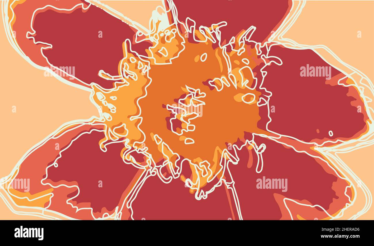 Orange watercolor flowers Stock Vector Images - Alamy