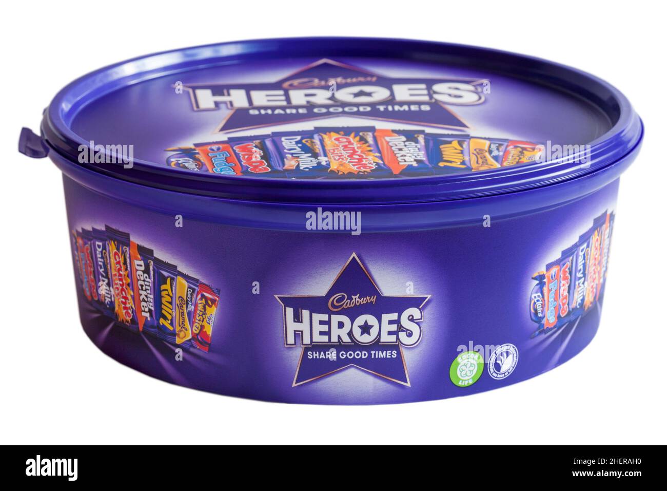 Tub of Heroes chocolates sweets isolated on white background - heroes ...