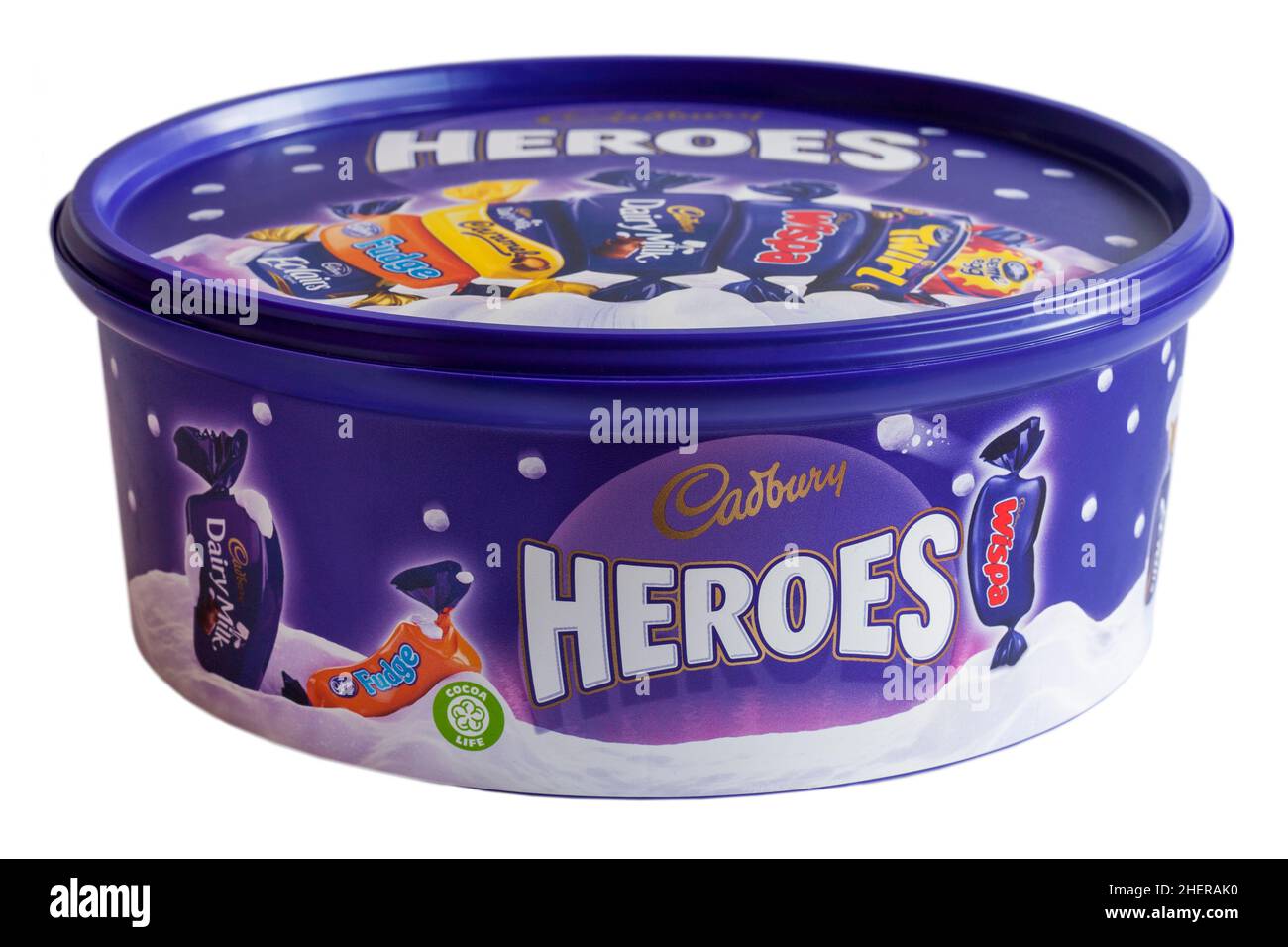Tub of Heroes chocolates sweets isolated on white background - heroes ...