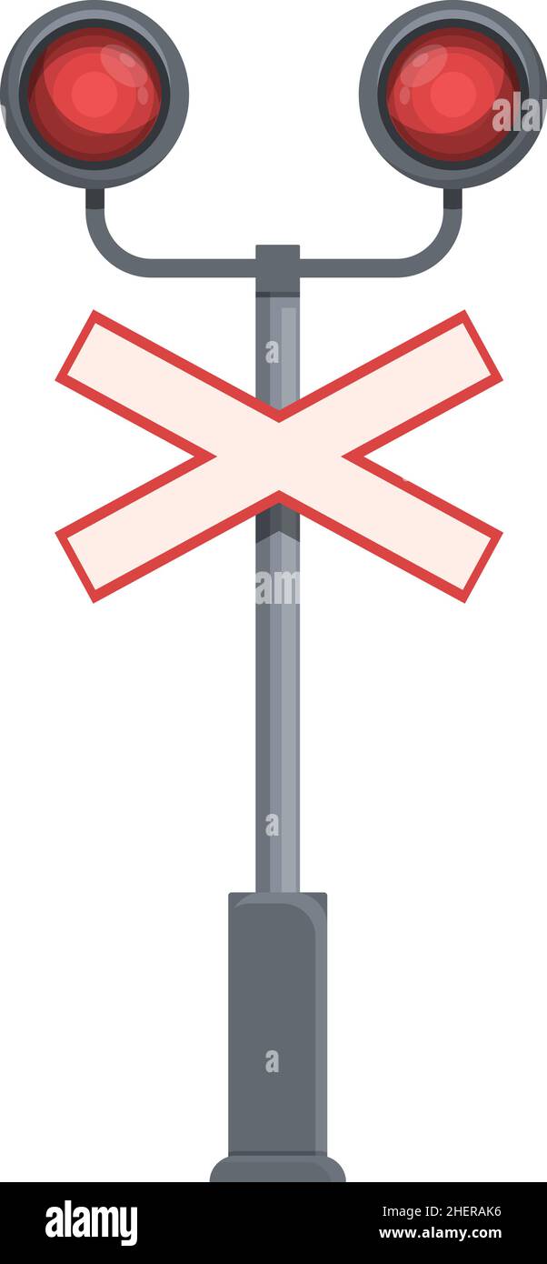 Railway crossing icon cartoon vector. Train road. Traffic signal Stock ...
