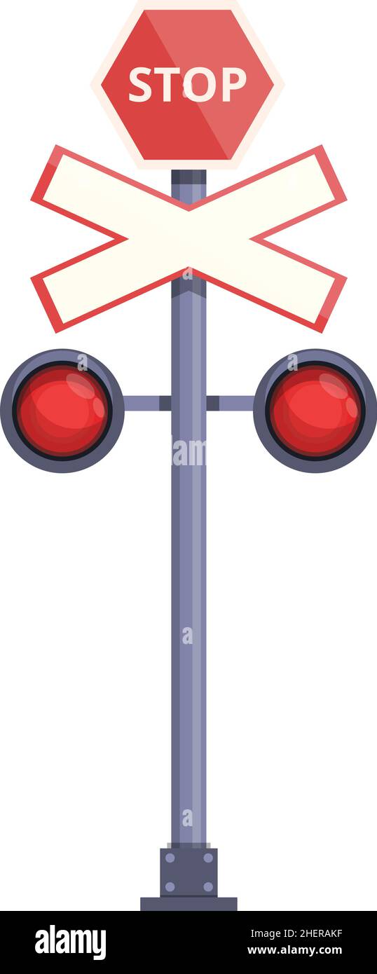 Railway stop level icon cartoon vector. Railroad traffic. Barrier ...