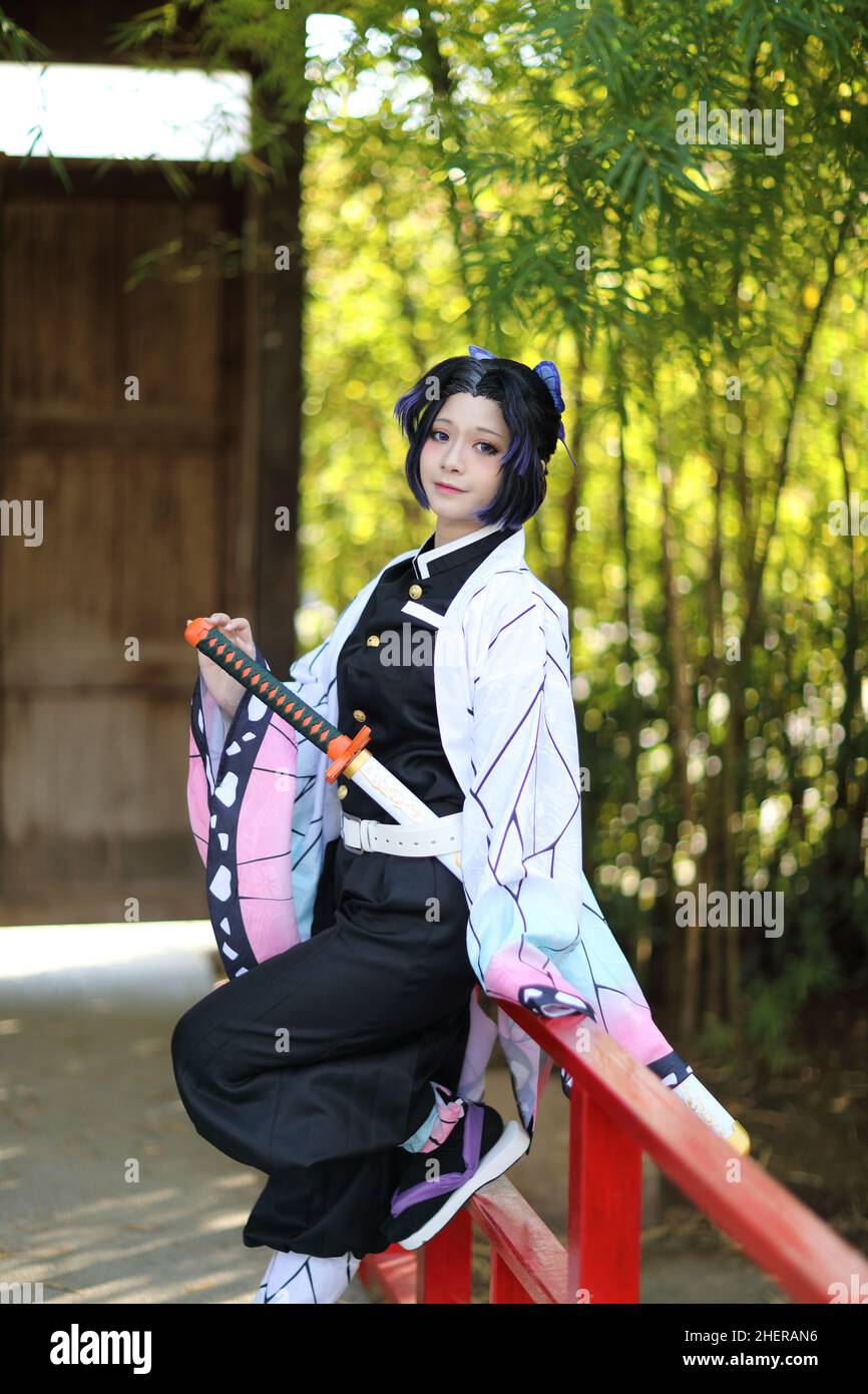 Japan anime cosplay portrait of girl with comic costume with japanese ...