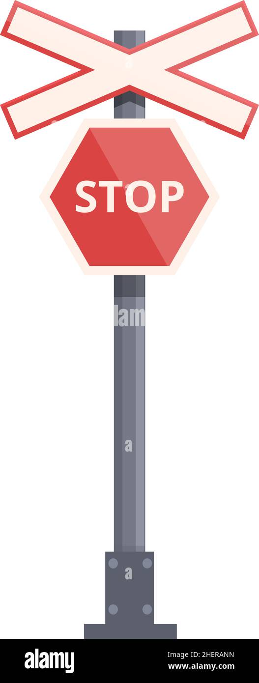Stop sign railway icon cartoon vector. Train road. Signal traffic Stock ...