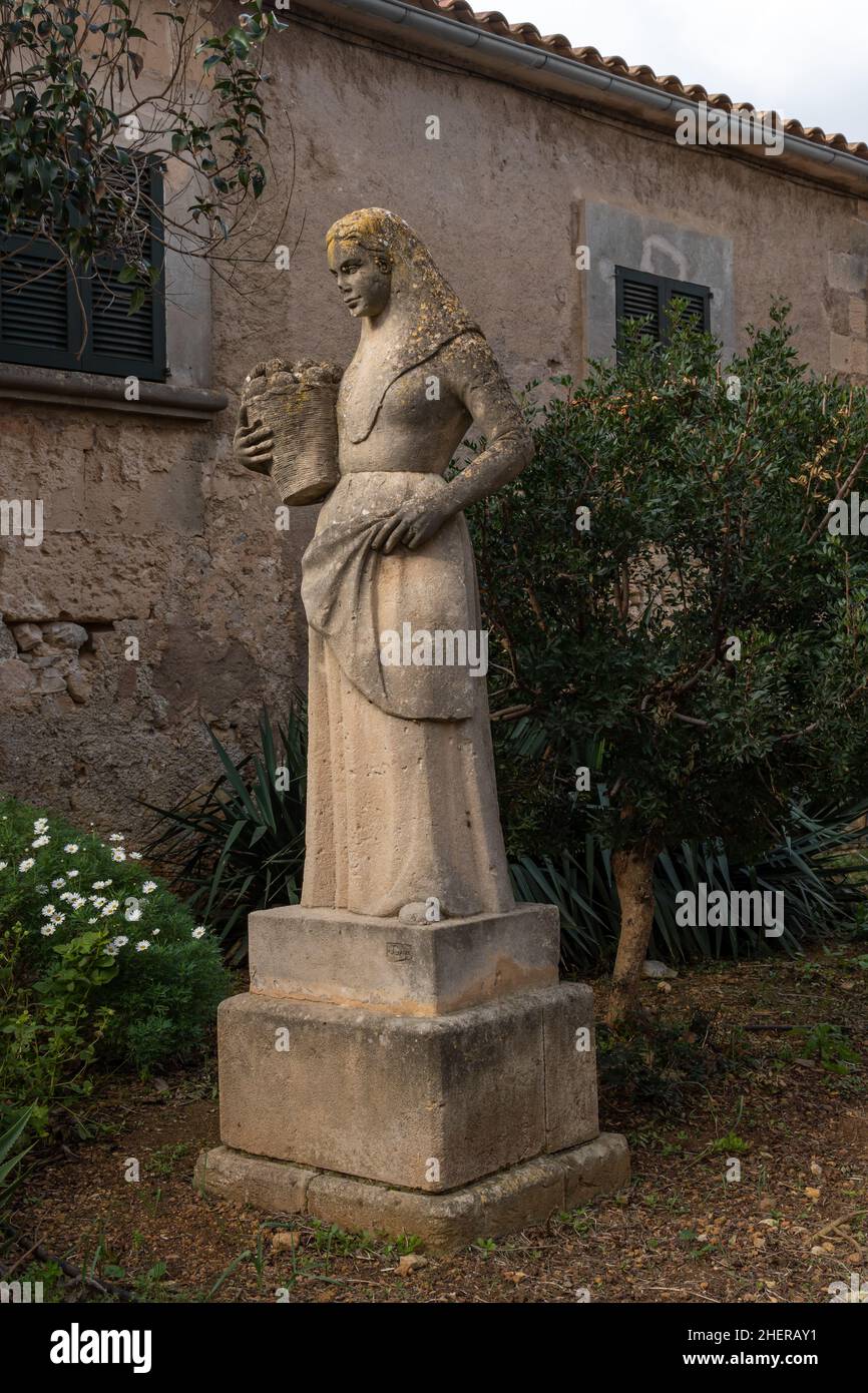 Petra, Spain; january 09 2022: Sculpture made in stone symbolizing a ...