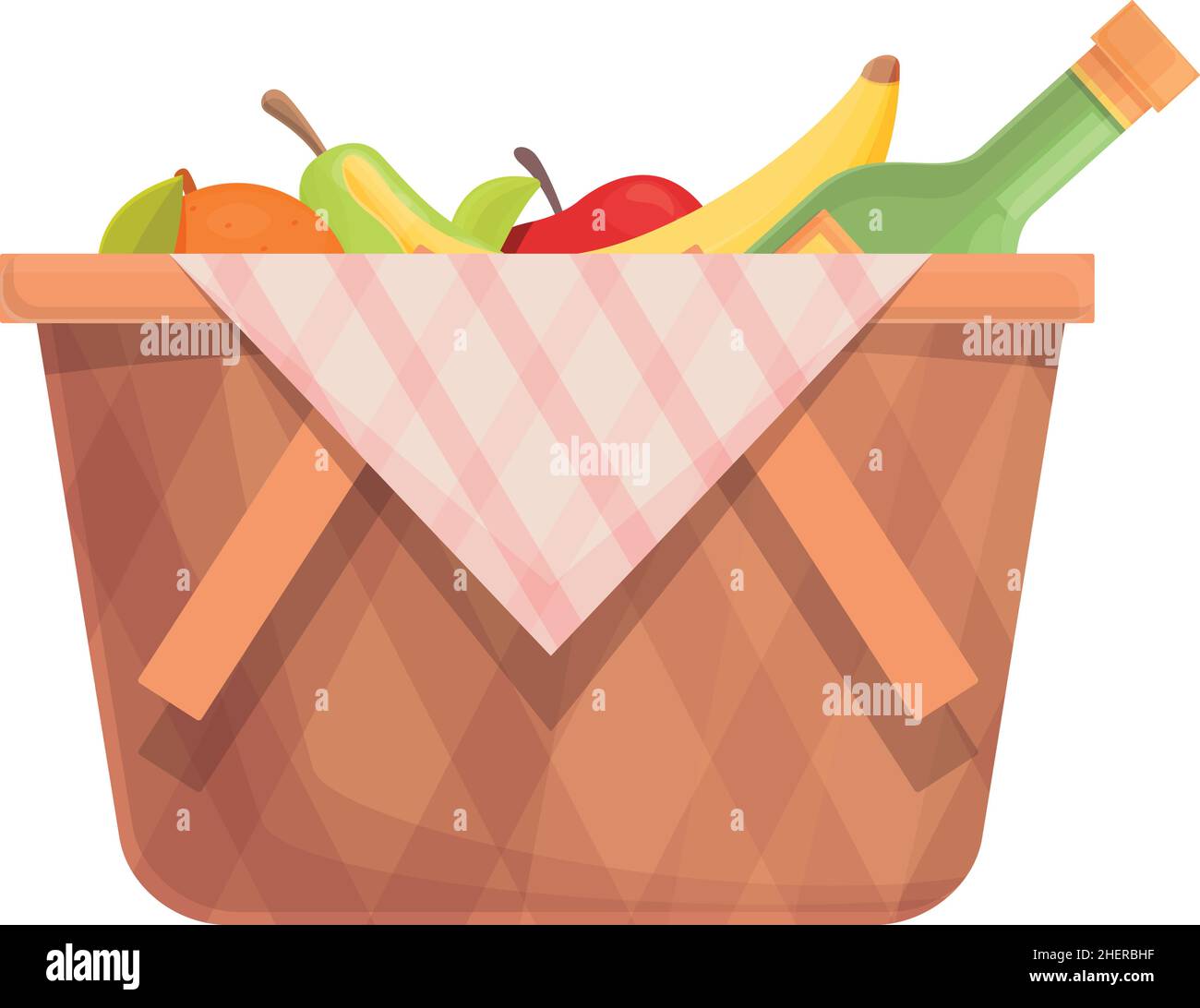 Picnic food basket icon cartoon vector. Hamper bread. Box meal Stock ...