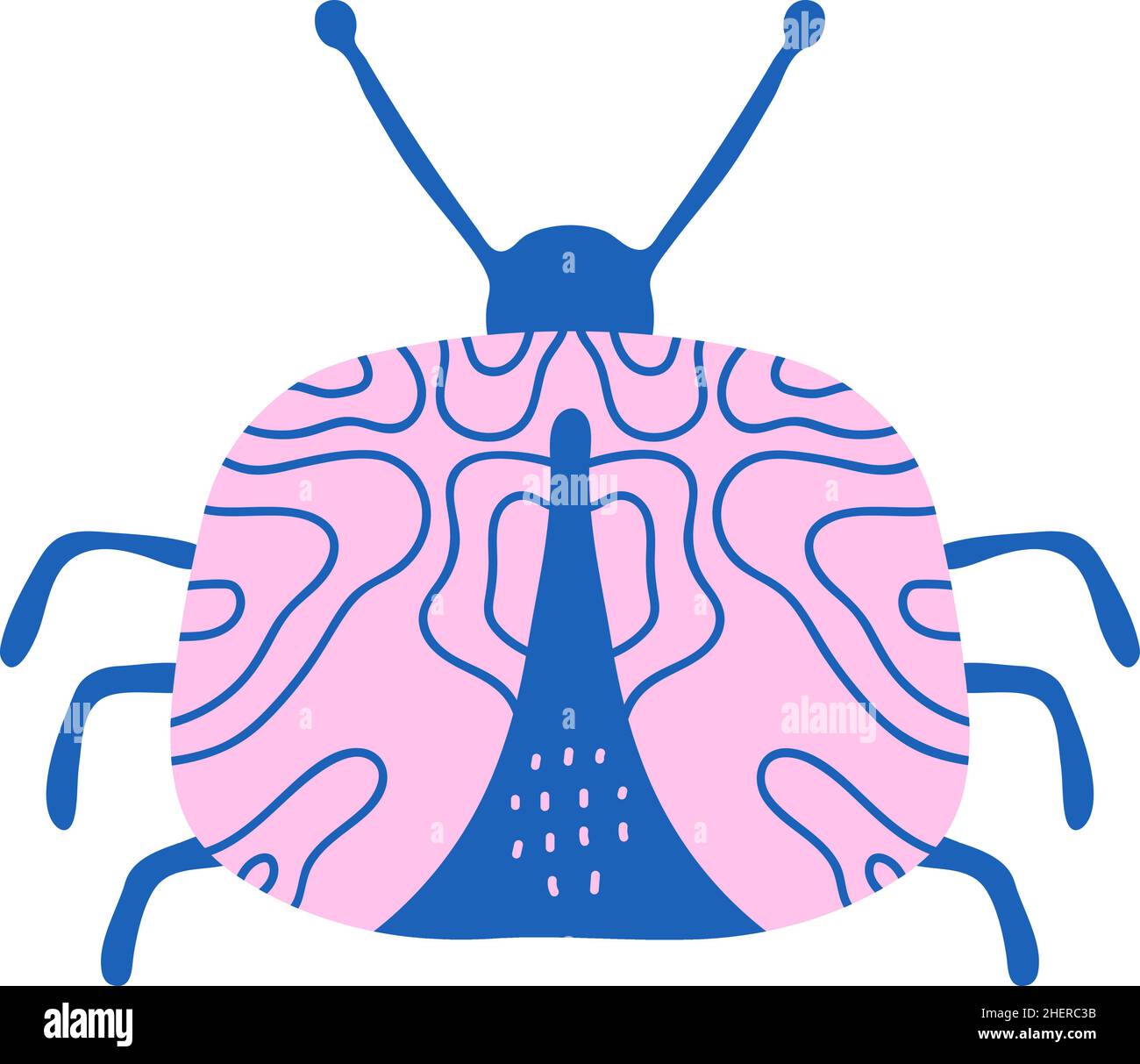 Cute pink bug. Elegant beetle print in modern style Stock Vector Image ...