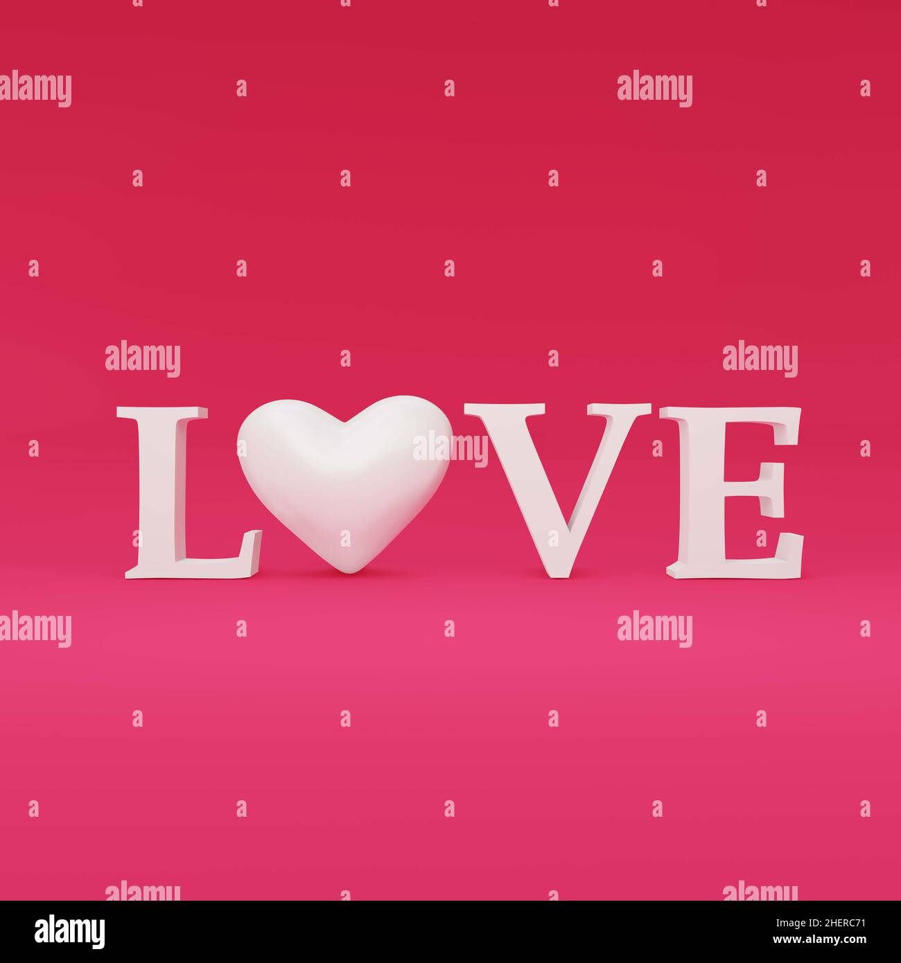 3D rendering white love wording on pink background for valentine Stock ...