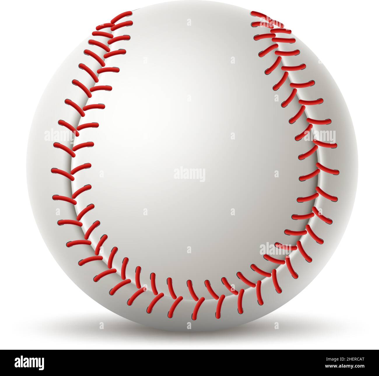 Baseball ball. Realistic white sphere with red stitches Stock Vector ...