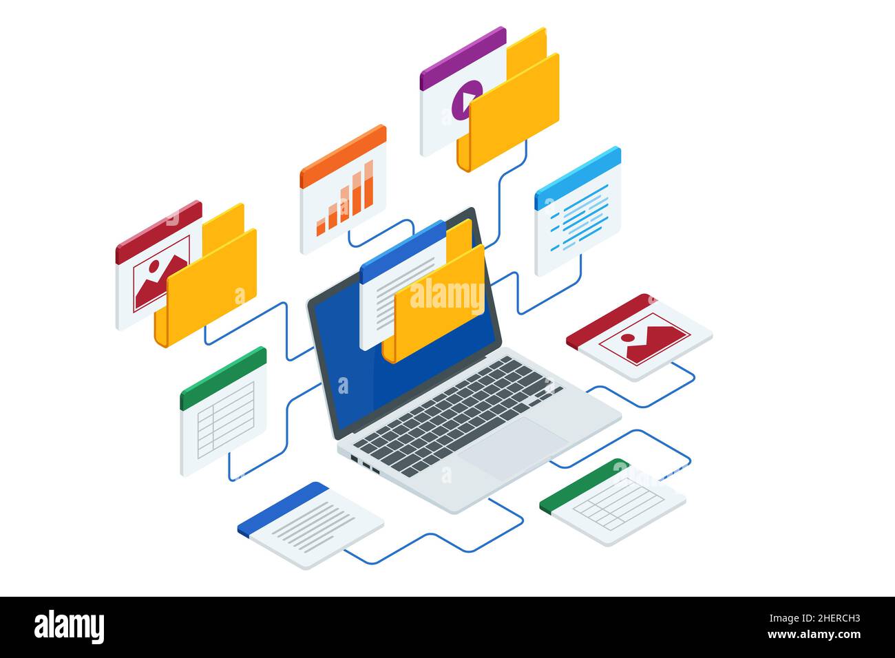 Isometric file in database, document flow management concept. Cloud ... Isometric file in database, document flow management concept. Cloud ...