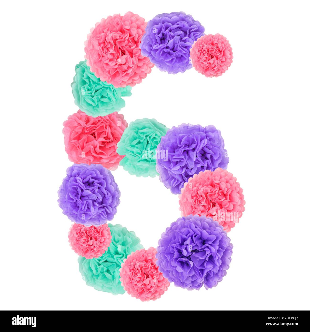 Number 6 from pastel paper flowers Stock Photo - Alamy