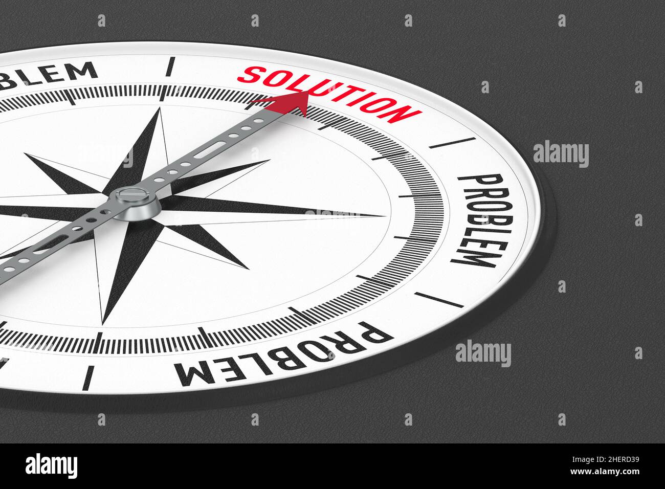 Choice between solution and problem. Compass on black background ...