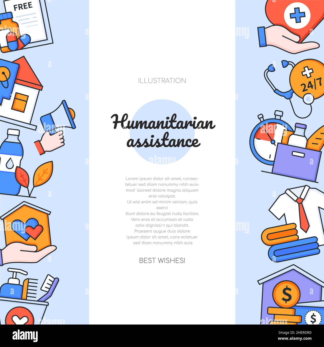 Humanitarian assistance - colorful vector flat design style banner with ...