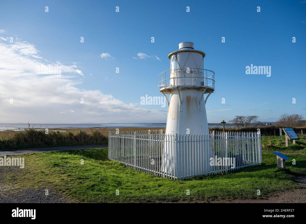 East Usk Lighthouse in the Wetlands of Newport, South Wales Stock Photo ...