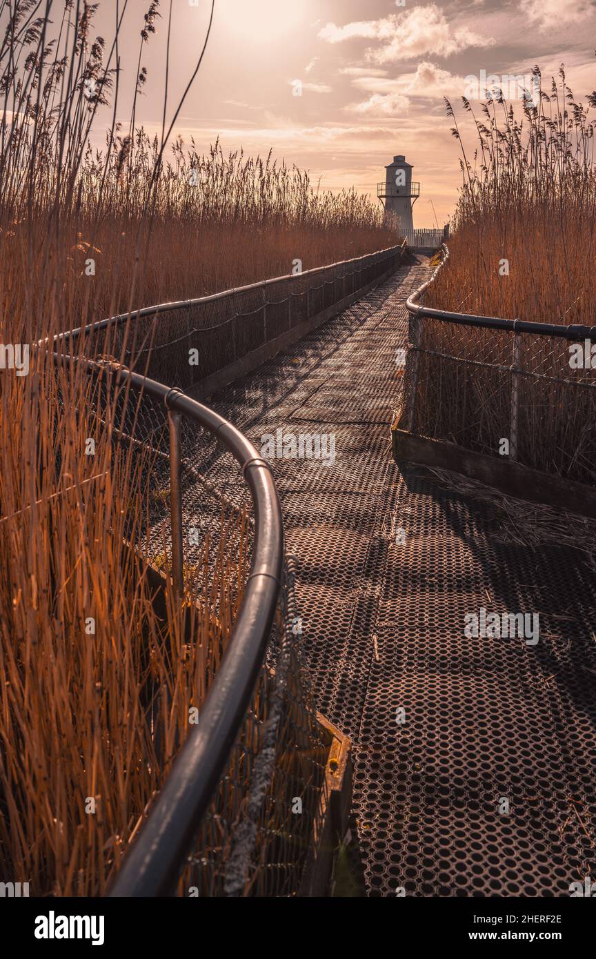 East Usk Lighthouse in the Wetlands of Newport, South Wales Stock Photo ...