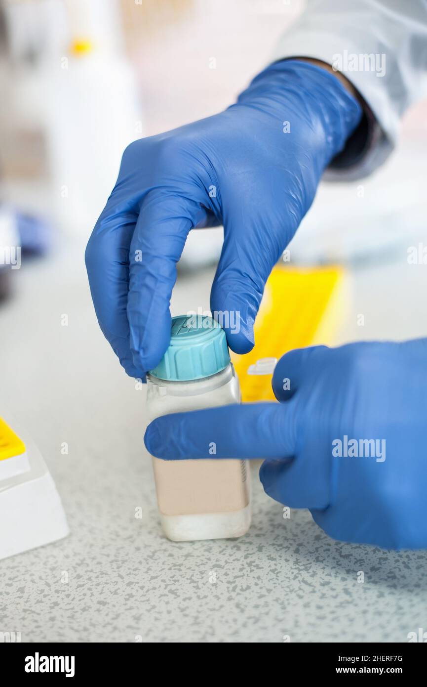 Laboratory researcher performs tests in the medical or scientific lab ...
