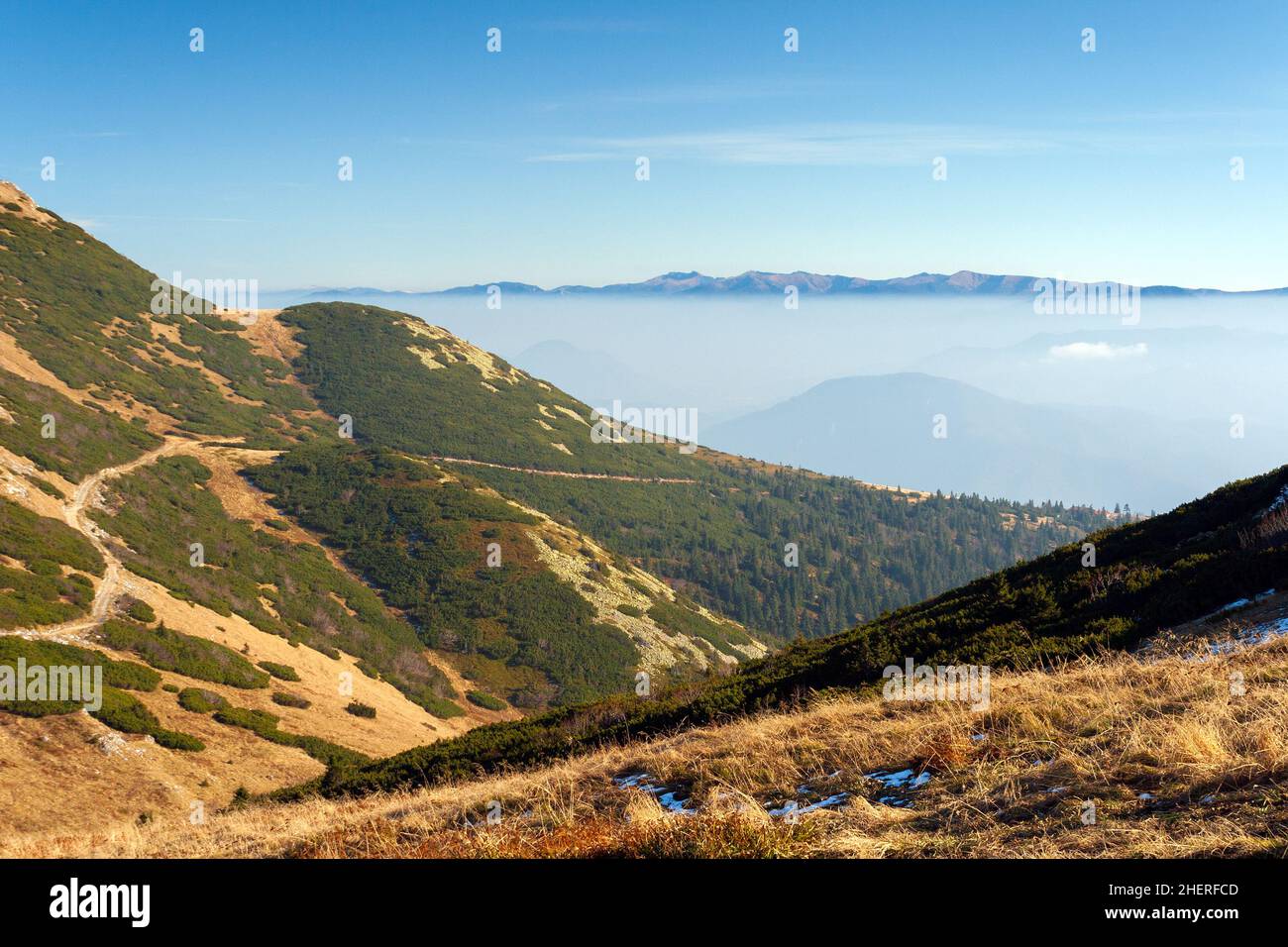 Mountain landscape in the Vratna valley at the national park Mala Fatra ...