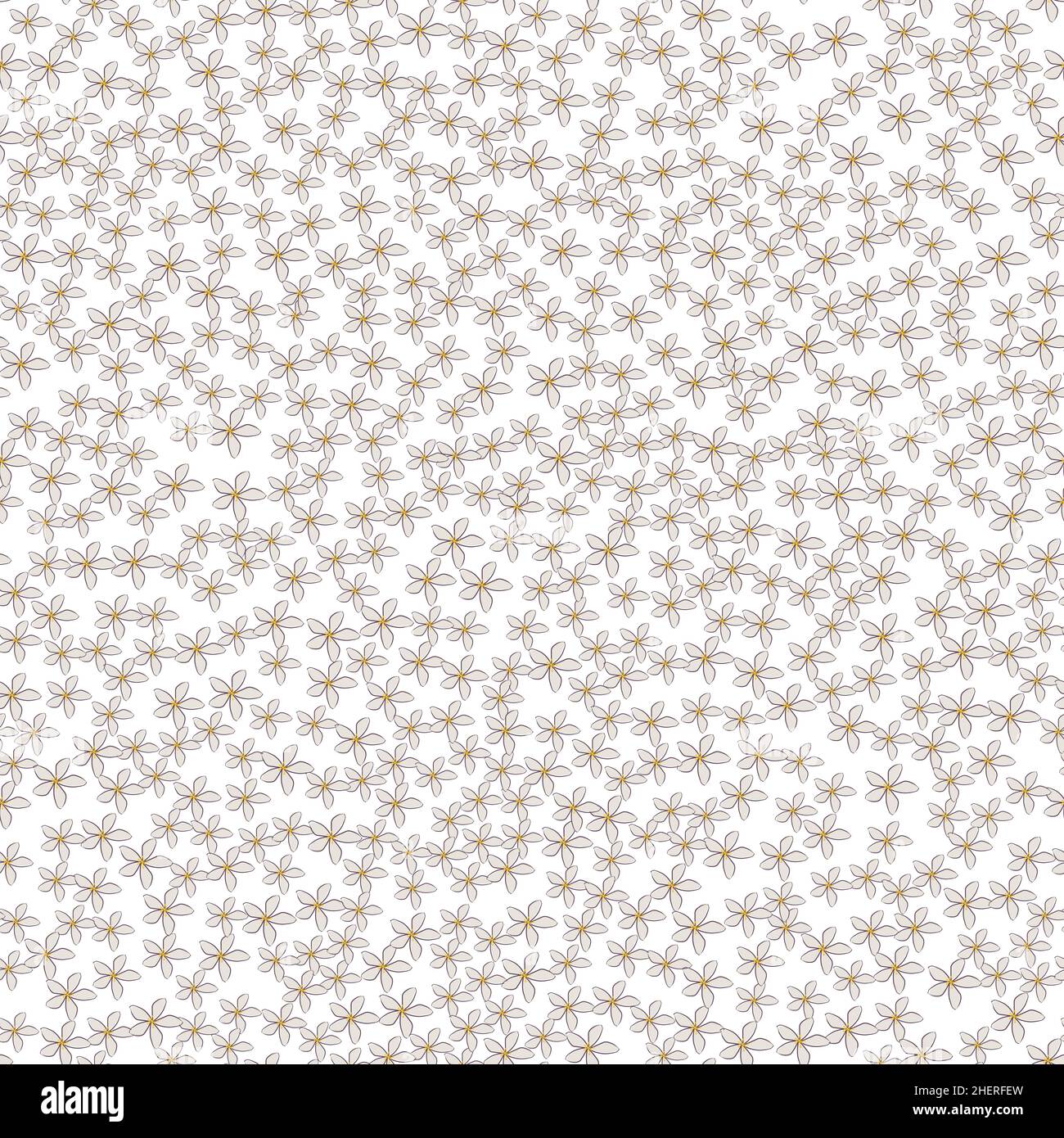 Ditsy jasmine floral vector seamless pattern background. Line art hand ...