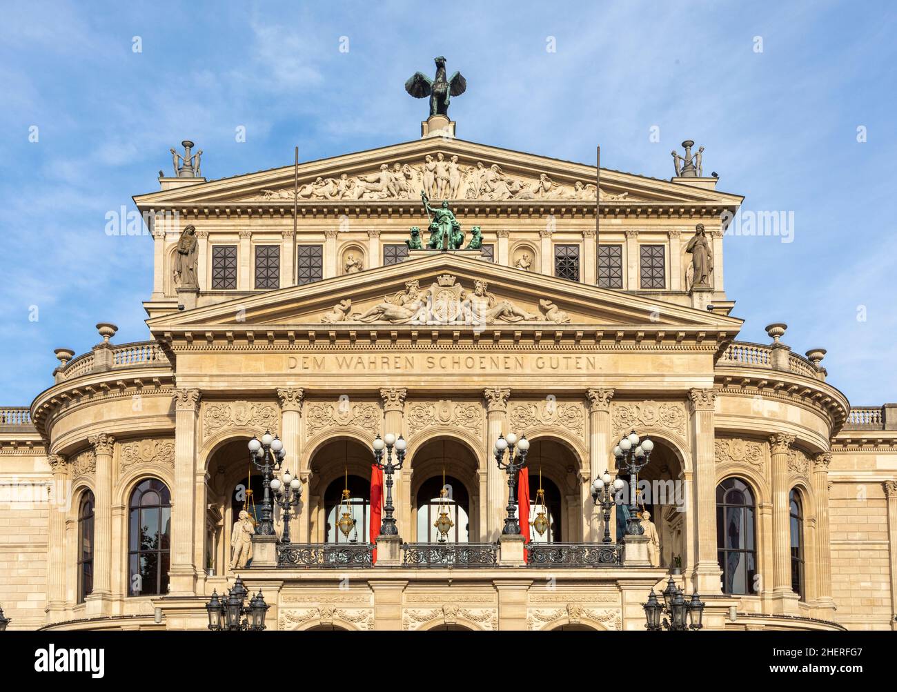 Facade of opera house „Alte Oper Frankfurt“ (old opera) with ...