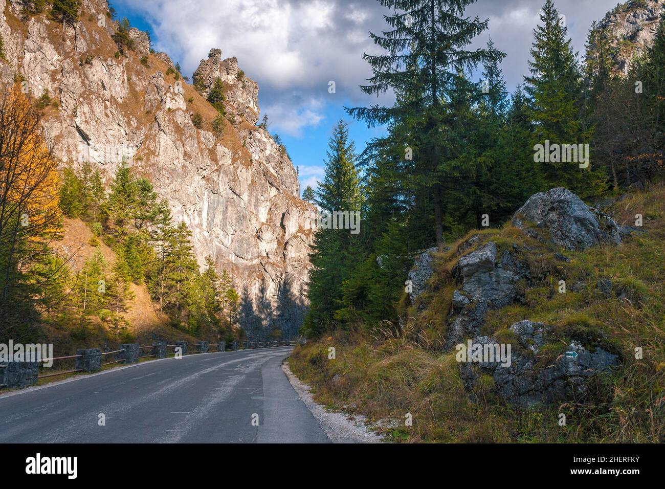 Road in a mountain landscape through the Vratna valley at the national ...