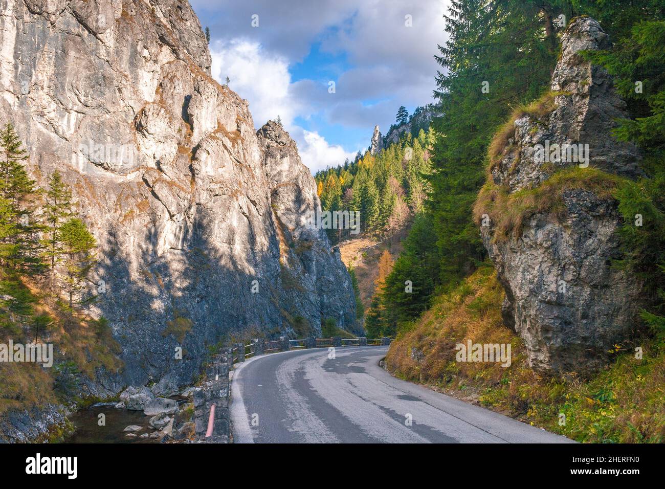 Road in a mountain landscape through the Vratna valley at the national ...