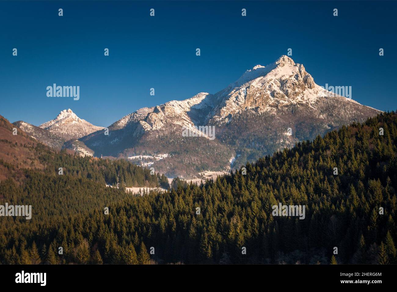 Mountain landscape in winter season, The Great Rozsutec hill in The ...