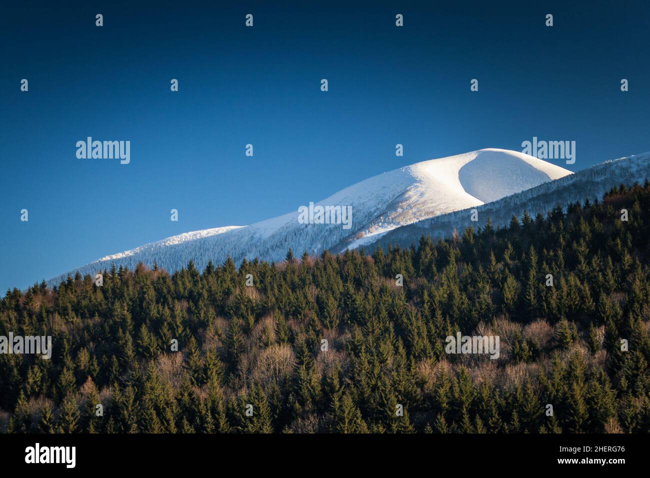 Mountain landscape in winter season, The Stoh hill in The Vratna valley ...
