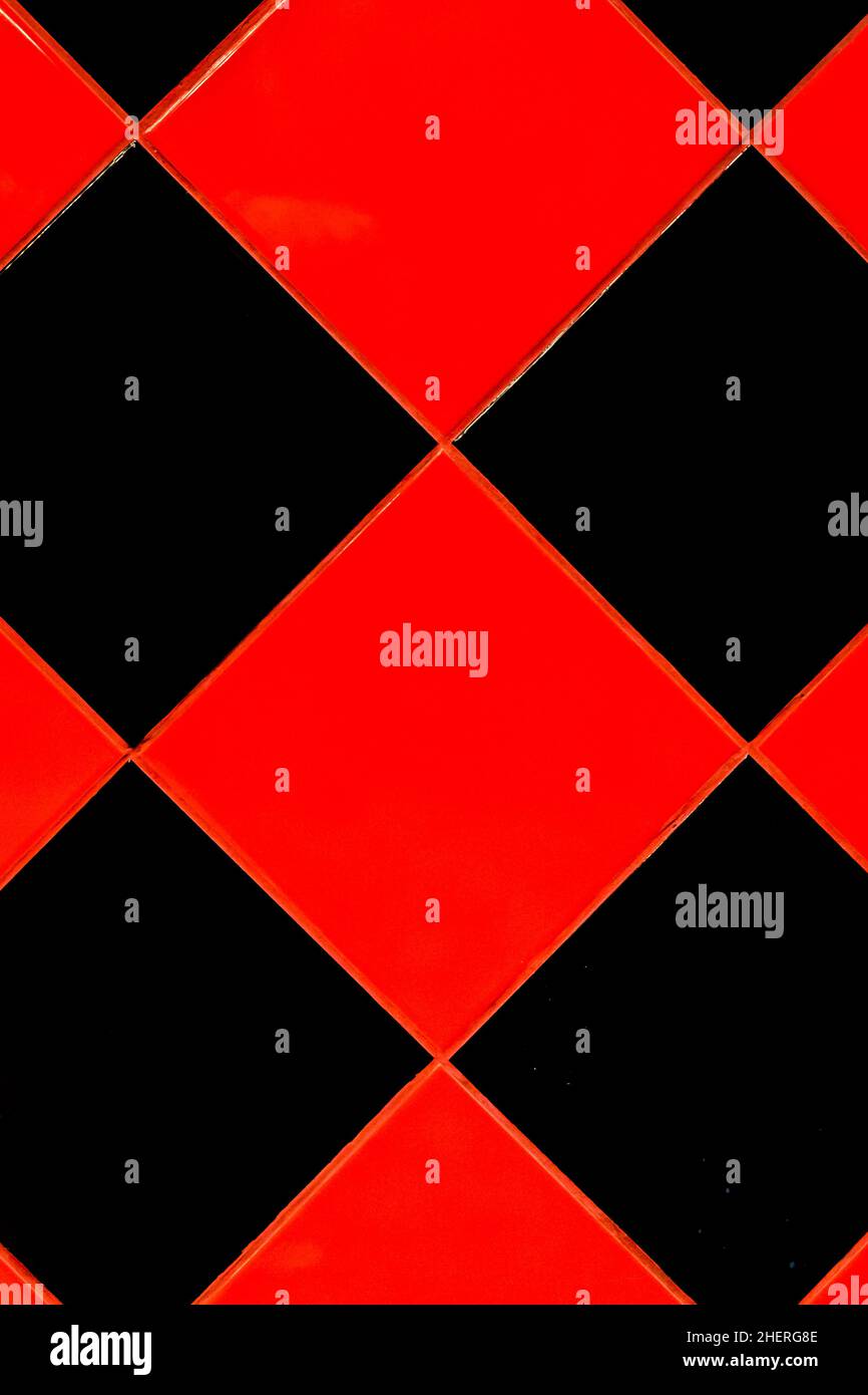 Red and black mosaic ceramic tile abstract pattern interior surface ...