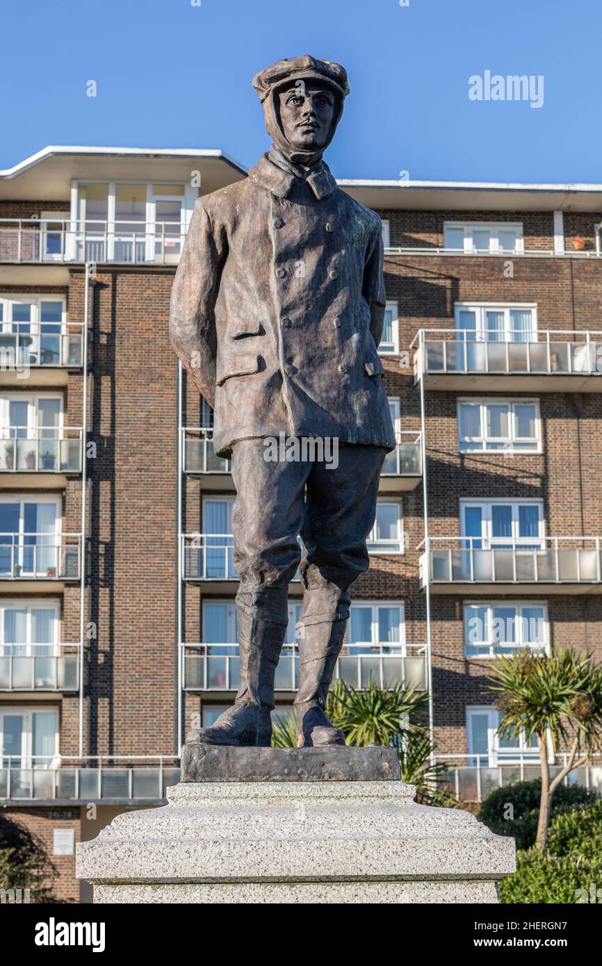 A statue of Charles Stewart Rolls on Marine Parade, Dover Stock Photo ...