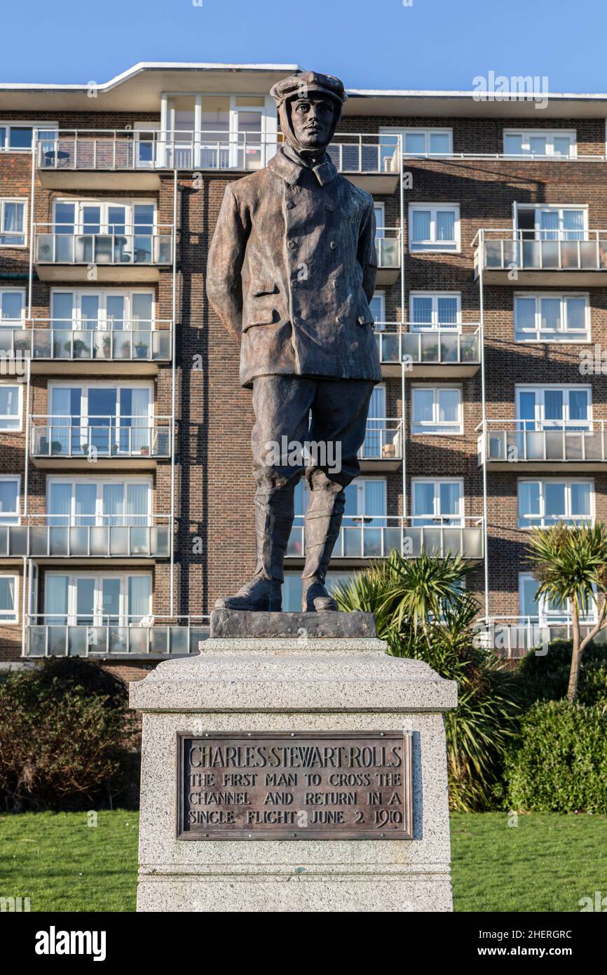 A statue of Charles Stewart Rolls on Marine Parade, Dover Stock Photo ...