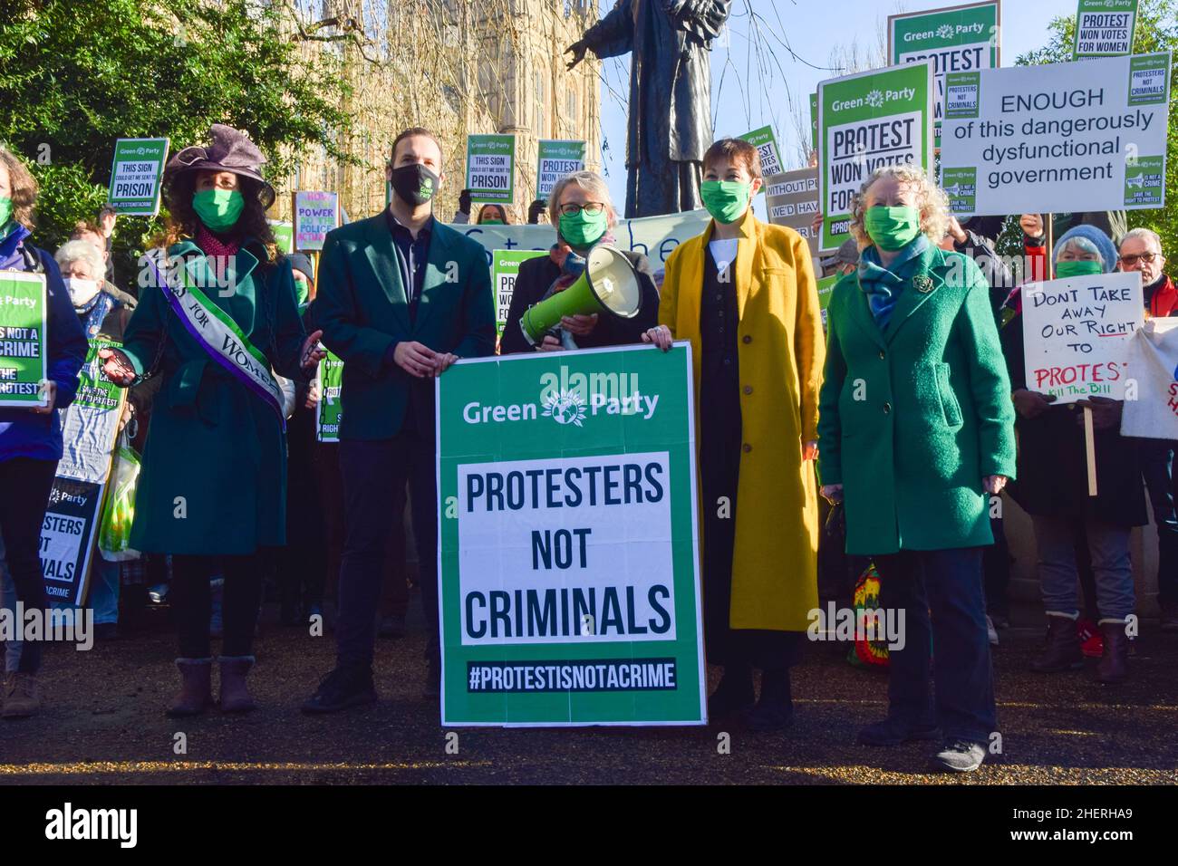 London, UK 12th January 2022. Green Party MP Caroline Lucas, party ...