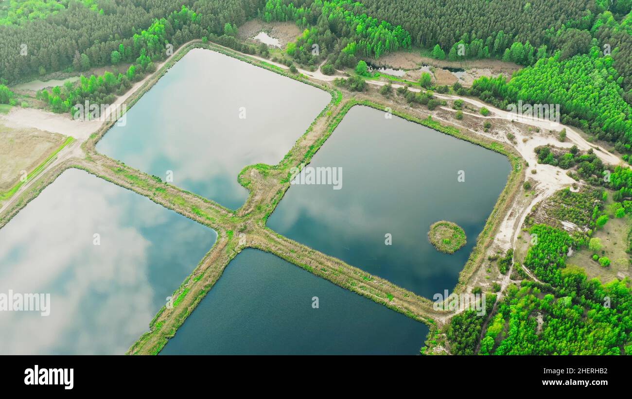 Aerial View Retention Basins, Wet Pond, Detention Basin Or Stormwater ...