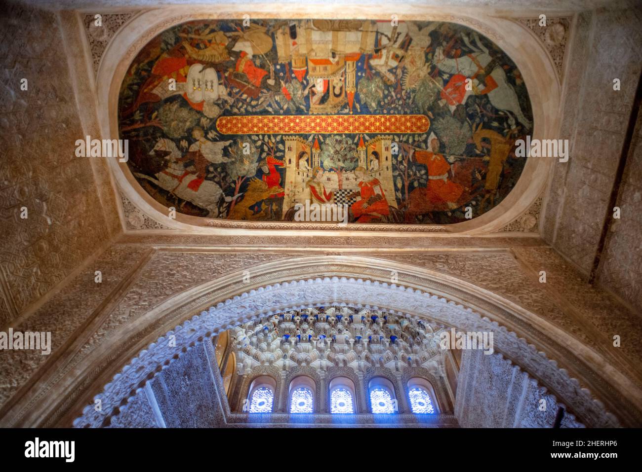 Alhambra Palace Nasrid Palaces Painting on the ceiling depicting ten ...